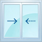 Fenêtre coulissante simple PVC sur mesure ouvrant à gauche avec volet